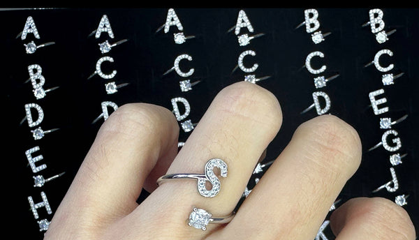 925 Sterling initial rings - Silverbrookexoxo wholesale only