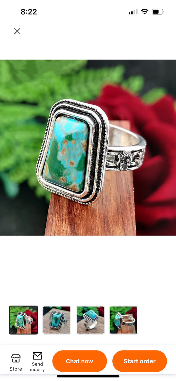 Beautiful Wide Band Turquoise Rings - Silverbrookexoxo wholesale only
